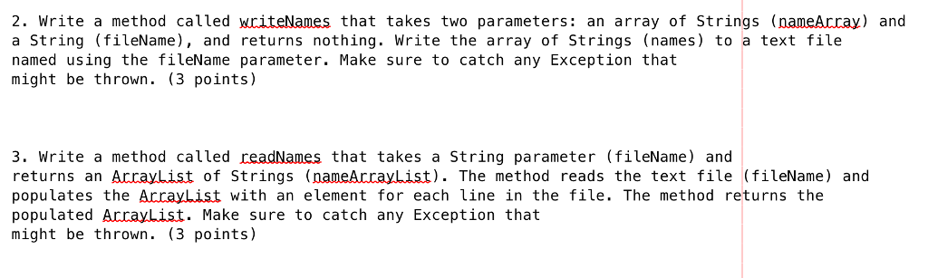 Solved Write a method called writeNames that takes two | Chegg.com