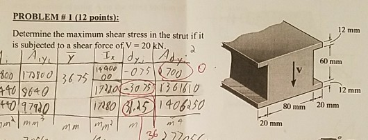 Solved PROBLEM # 1 (12 points): Determine the maximum shear | Chegg.com