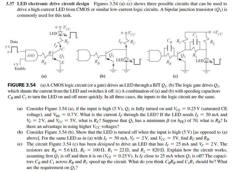 Solved 3.37 LED electronic drive circuit design Figures 3.54 | Chegg.com
