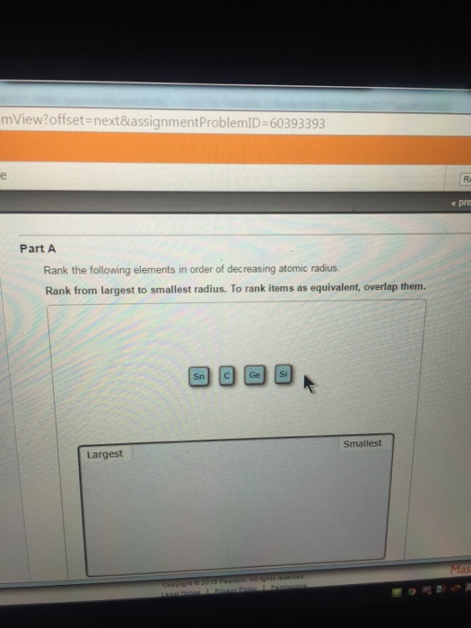 Solved rank the following elements in order of decreasing | Chegg.com
