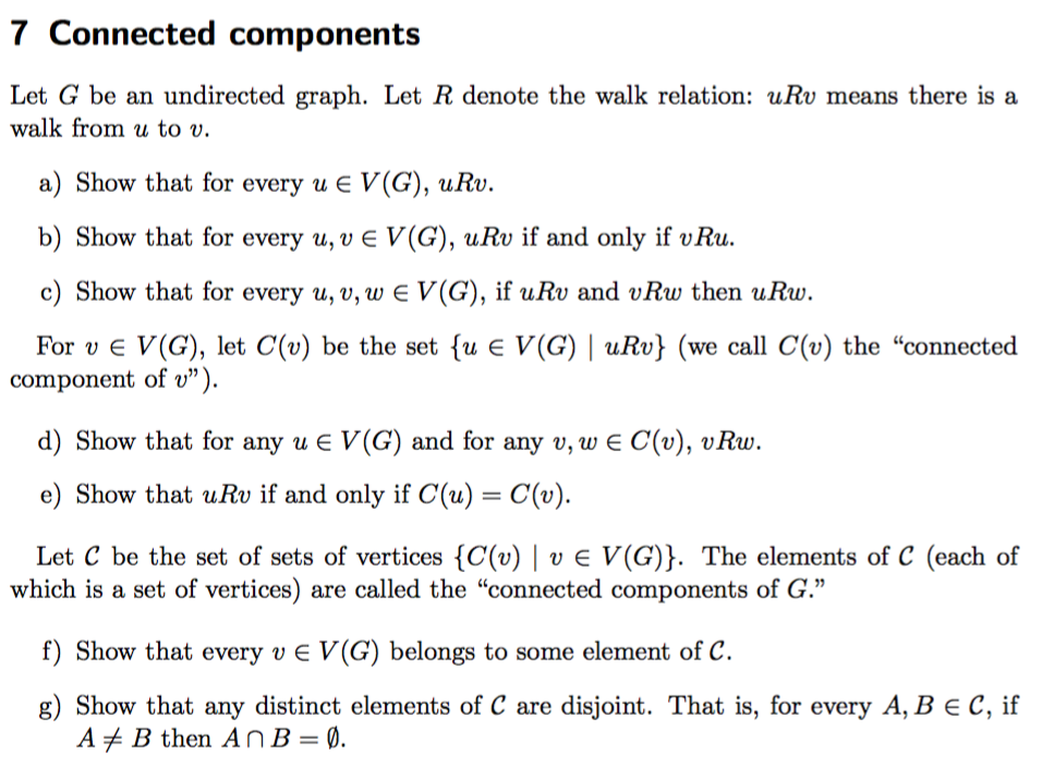 Solved 7 Connected Components Let G Be An Undirected Graph