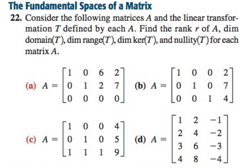 Solved Consider the following matrices A and the linear | Chegg.com