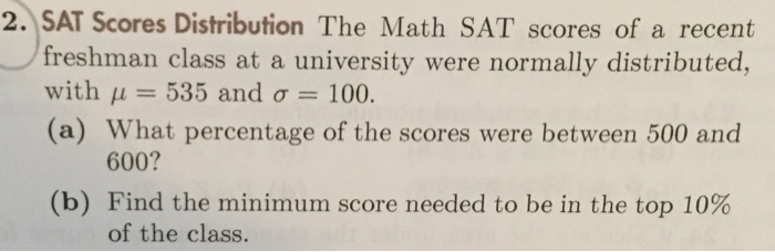 Solved SAT Scores Distribution The Math SAT scores of a | Chegg.com