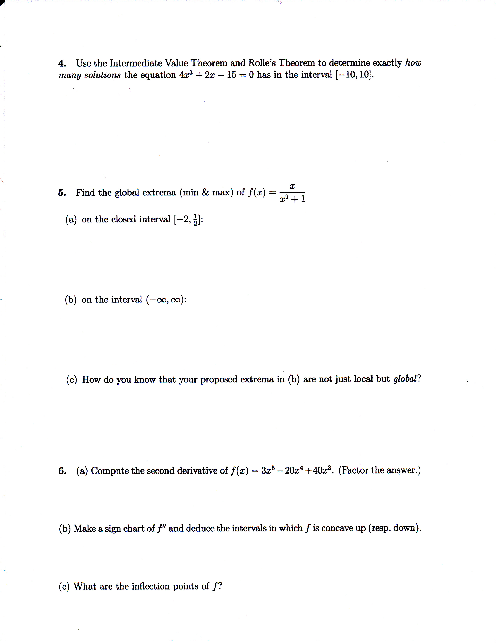 Use the Intermediate Value Theorem and Rolle's | Chegg.com