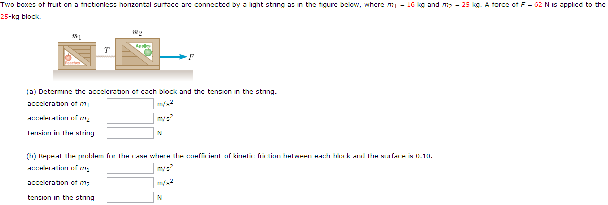Solved Two boxes of fruit on a frictionless horizontal | Chegg.com