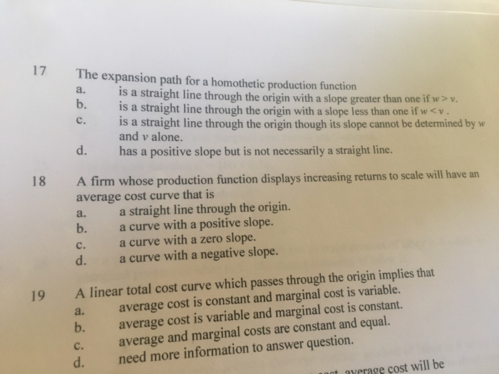 Solved The expansion path for a homothetic production | Chegg.com