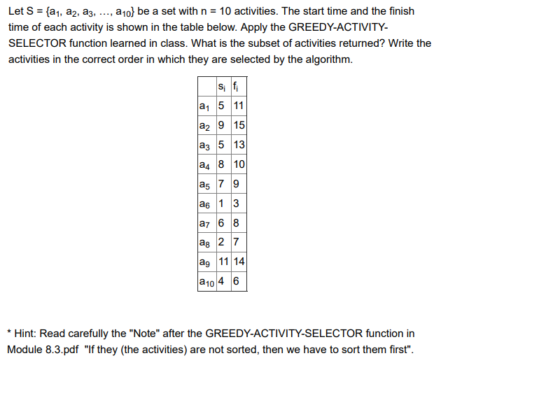 Solved Let S = {a , a , a , …, a } | Chegg.com