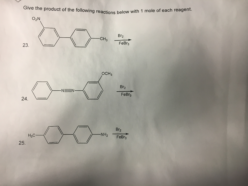 Solved Give the product of the following reactions below | Chegg.com