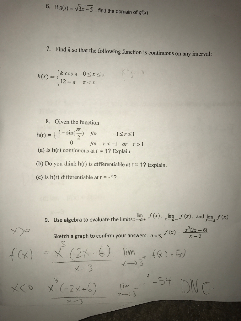Solved If g(x) = squareroot 3x - 5, find the domain of | Chegg.com
