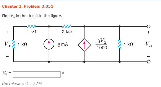 Solved Find V_o in the circuit in the figure. | Chegg.com