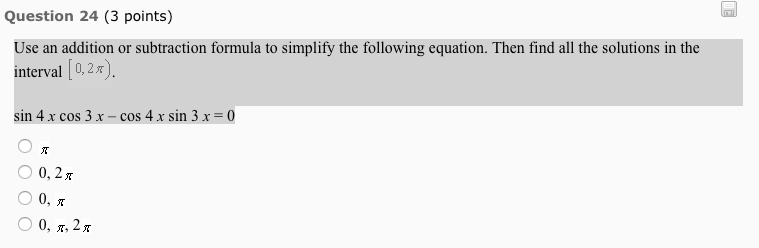 Solved Use an addition or subtraction formula to simplify | Chegg.com