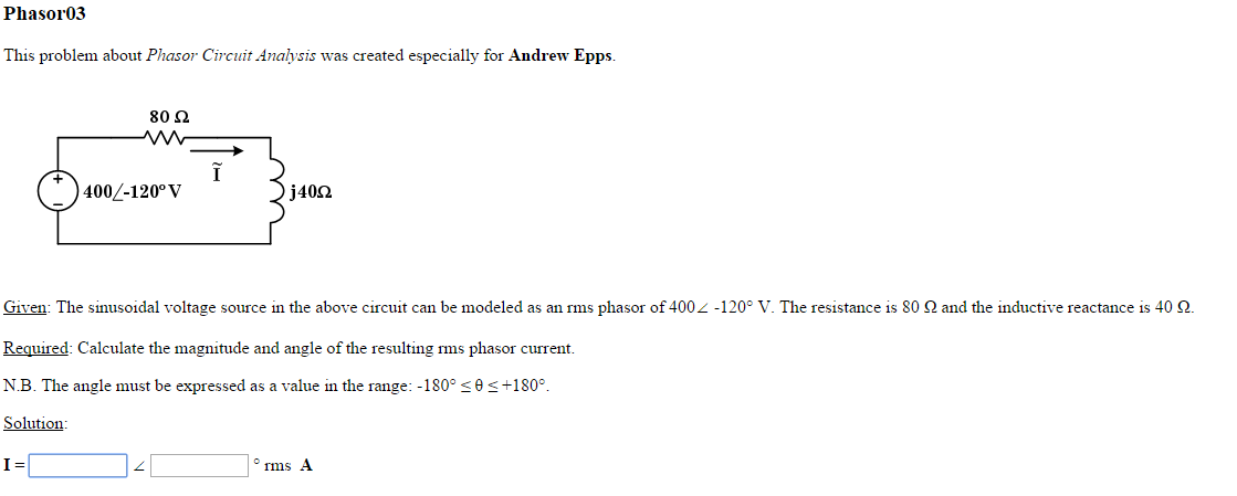 Solved Phasor03 This problem about Phasor Circuit Analysis | Chegg.com