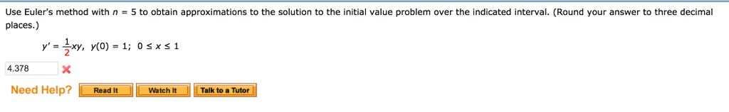 Solved Use Euler's method with n = 5 to obtain | Chegg.com