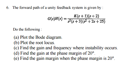 Solved The forward path of a unity feedback system is given | Chegg.com