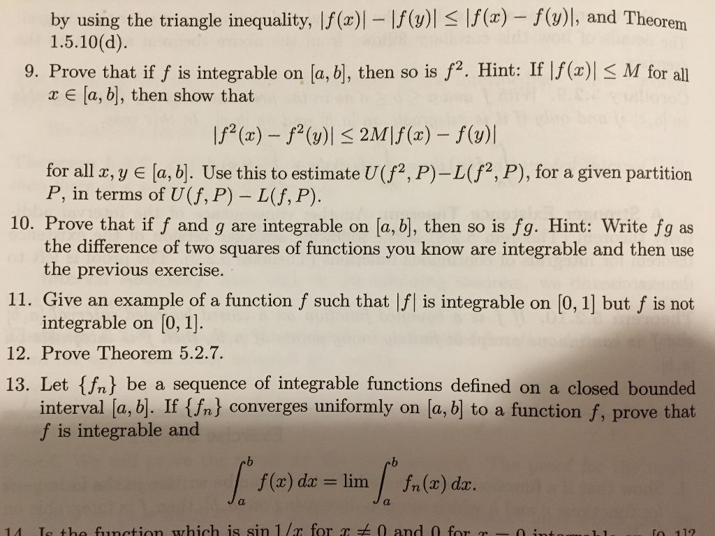 Solved Prove that if f is integrable on [a, b], then so is | Chegg.com