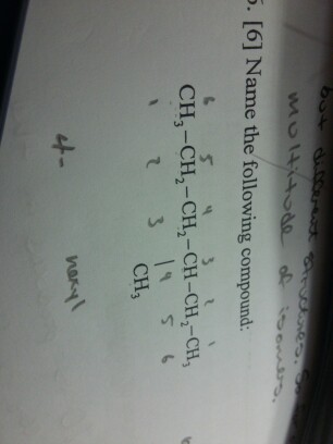 Solved Name the following compound: | Chegg.com