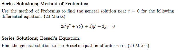 Solved Series Solutions; Method of Frobenius: Use the method | Chegg.com