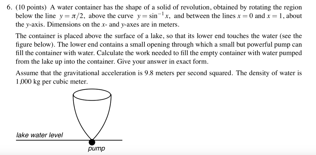 Solved A water container has the shape of a solid of | Chegg.com