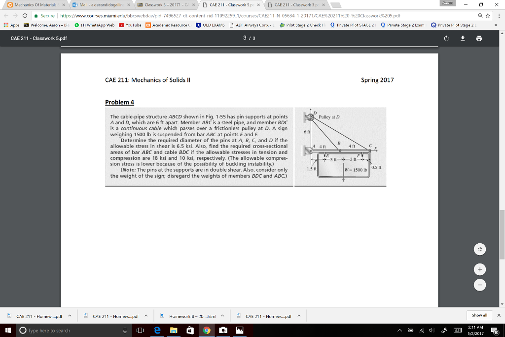 Solved C Mechanics of Materials E x O Mail adecandid x Class | Chegg.com
