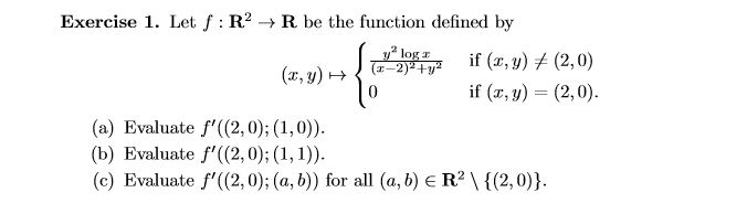 Solved Exercise 1 . Let f : R2 → R be the function defined | Chegg.com