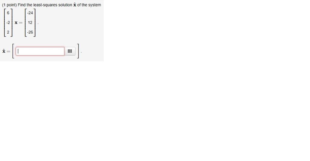 Solved (1 point) Find the least-squares solution of the | Chegg.com