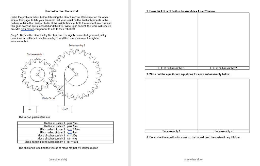 Solved Solve the problem below before lab using the Gear | Chegg.com