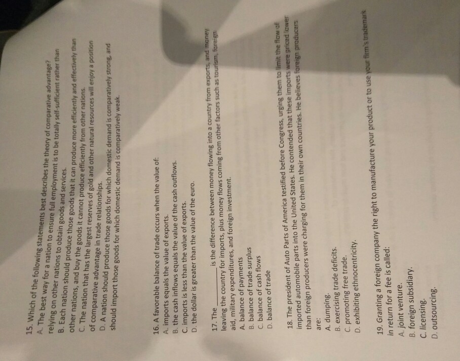 Solved 15. Which of the following statements best describes | Chegg.com