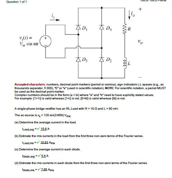 Solved A single-phase bridge rectifier has an RL Load with R | Chegg.com
