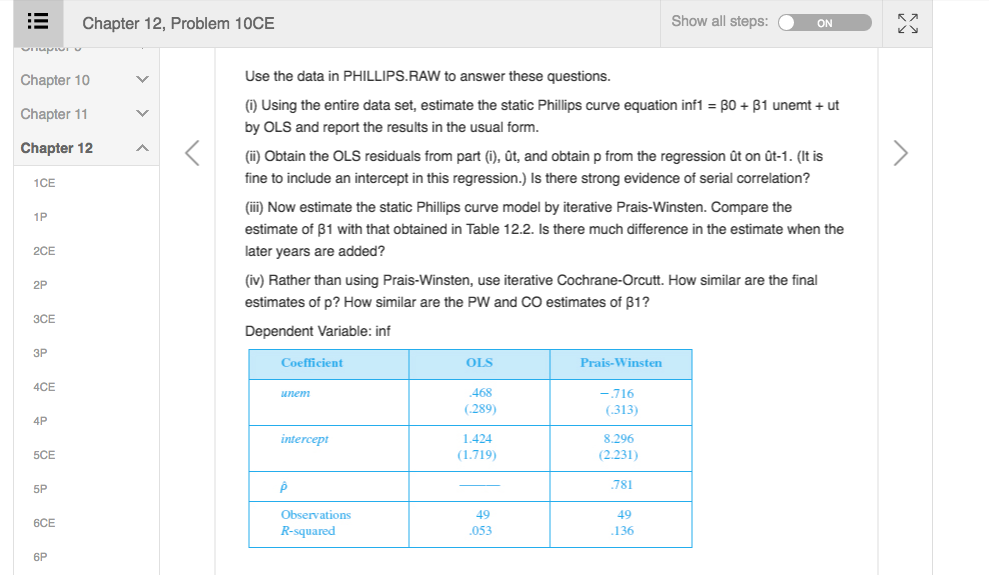 Use the data in PHILLIPS.RAW to answer these | Chegg.com