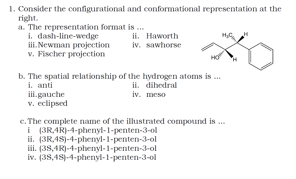 Solved Consider the configurational and conformational | Chegg.com