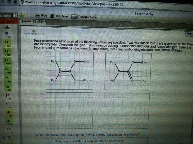 Solved Four Resonance Structures Of The Following Cation Are