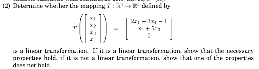 Solved (2) Determine whether the mapping T : R4 → R3 defined | Chegg.com