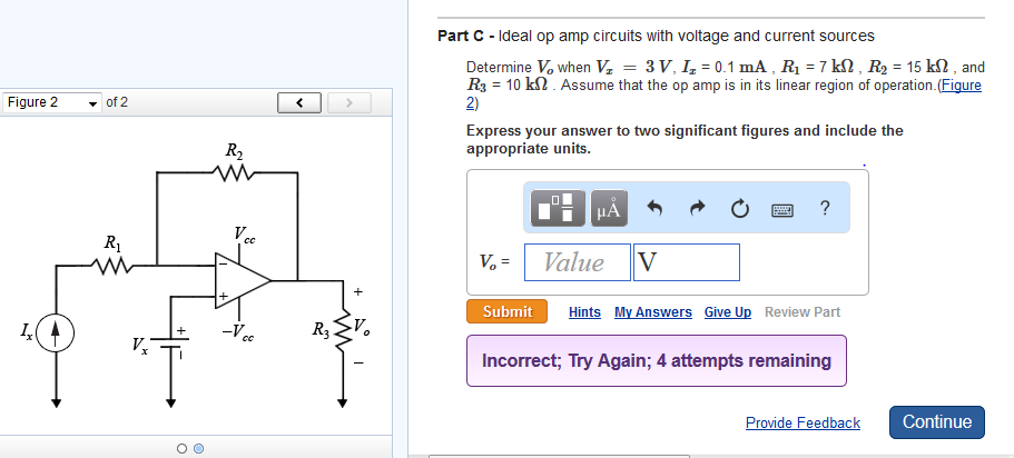 Solved Ideal op amp circuits with voltage and current | Chegg.com
