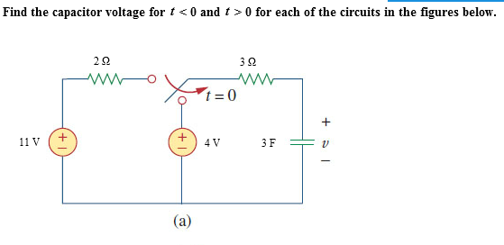 Solved Find the capacitor voltage for t 0 for | Chegg.com