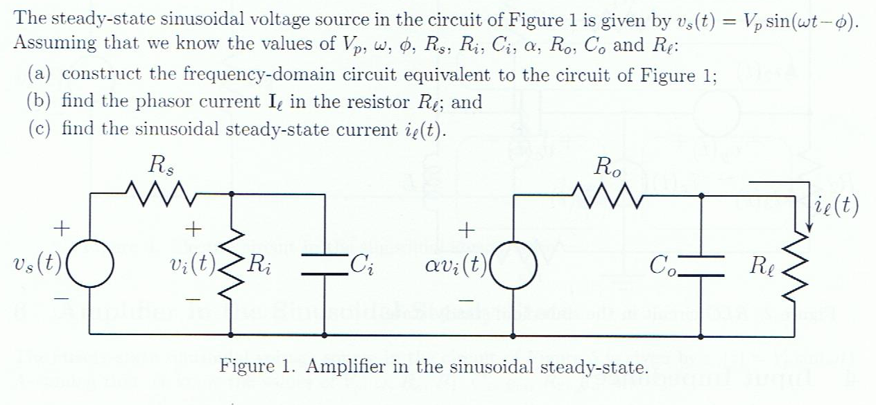 Solved The steady-state sinusoidal voltage source in the | Chegg.com