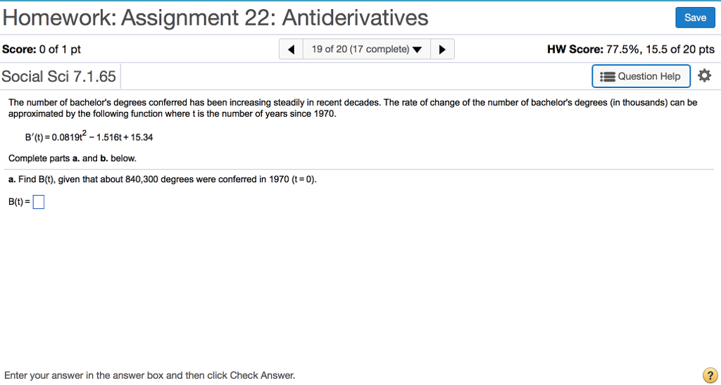 Solved Homework: Assignment 22: Antiderivatives Save Score: | Chegg.com