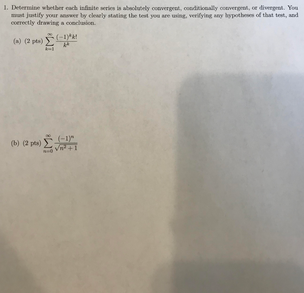 Solved 1. Determine whether each infinite series is | Chegg.com