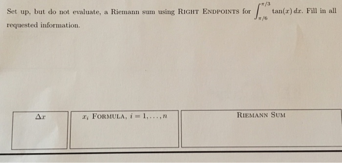 Solved Set up, but do not evaluate, a Riemann sum using | Chegg.com