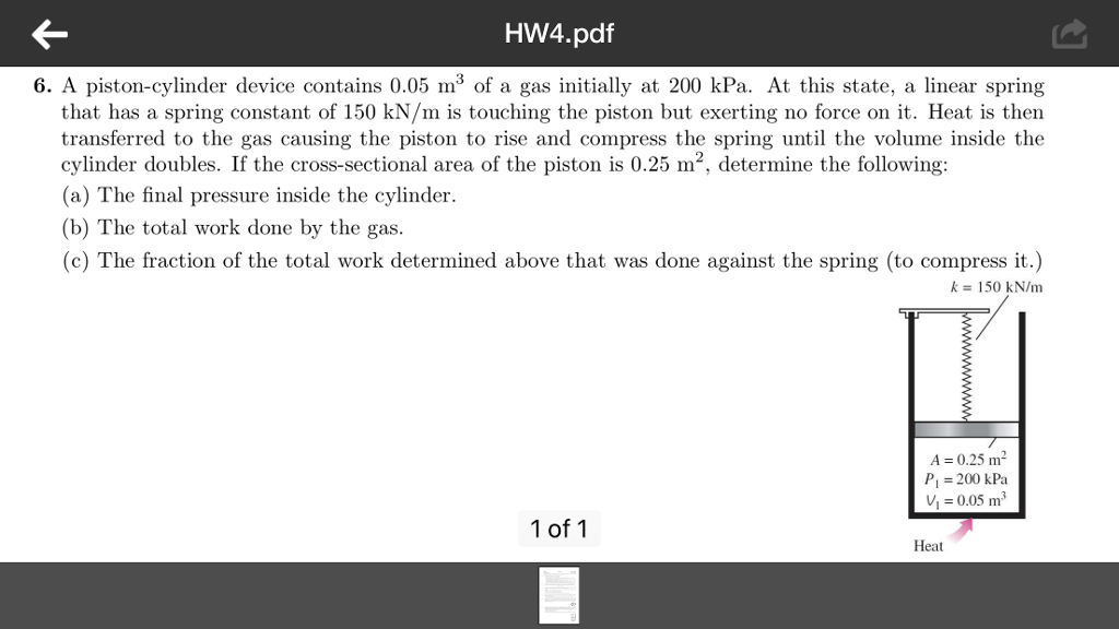 Solved HW4.pdf 6. A piston-cylinder device contains 0.05 m3 | Chegg.com