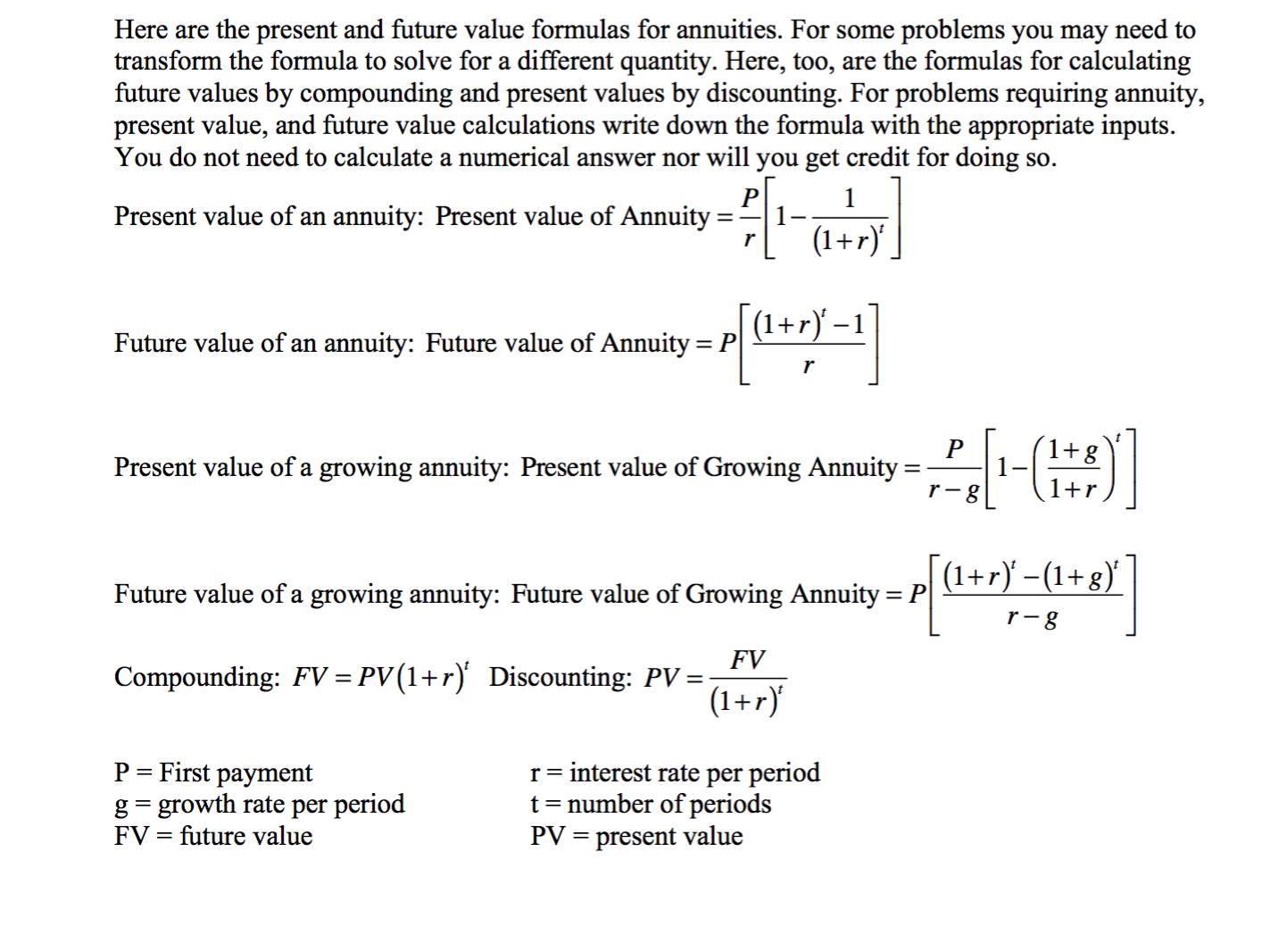Solved Here are the present and future value formulas for | Chegg.com