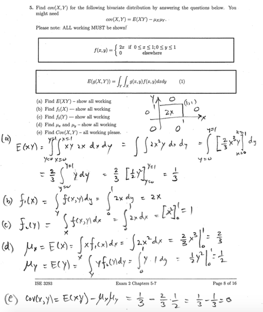 Solved Find Cov x Y For The Following Bivariate Chegg