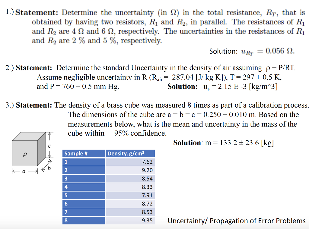 Solved 1) Statement: Determine the uncertainty (in Ω) in the | Chegg.com