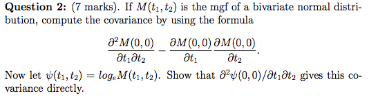 Solved If M(t_1, t_2) is the mgf of a bivariate normal | Chegg.com