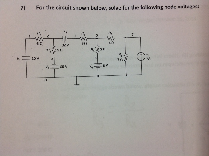 Solved 7) For the circuit shown below, solve for the | Chegg.com