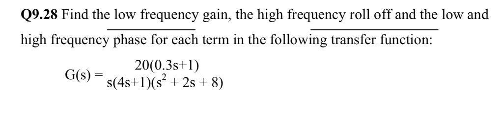 Solved Q9.28 Find the low frequency gain, the high frequency | Chegg.com