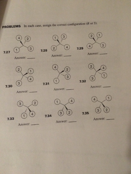 Solved In each case, assign the correct configuration (R or | Chegg.com
