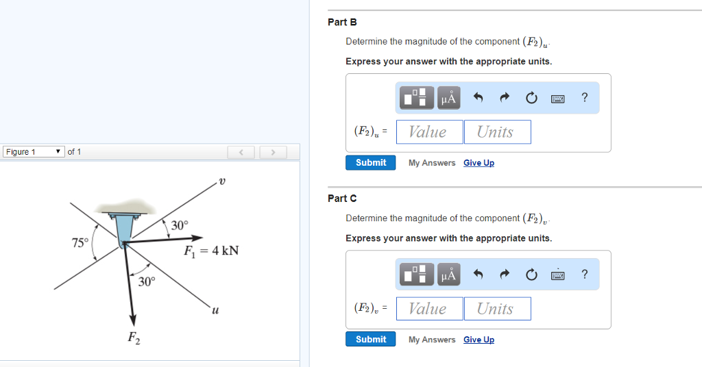 Solved Determine the magnitude of the component (F_2)_u. | Chegg.com