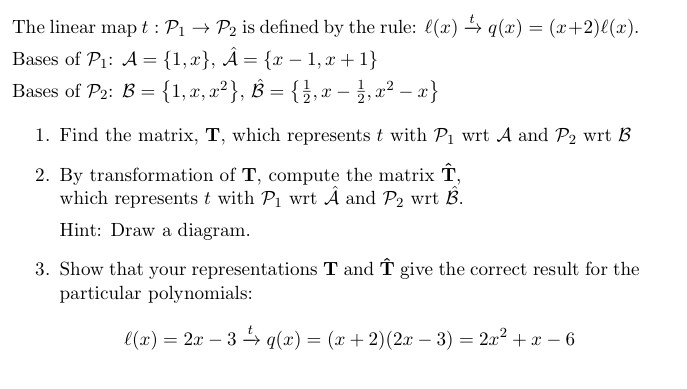 The linear map t: P_1 rightarrow P_2 is defined by | Chegg.com