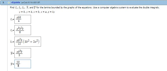 Solved Find I_x, I_y, I_a, x, and y for the lamina bounded | Chegg.com