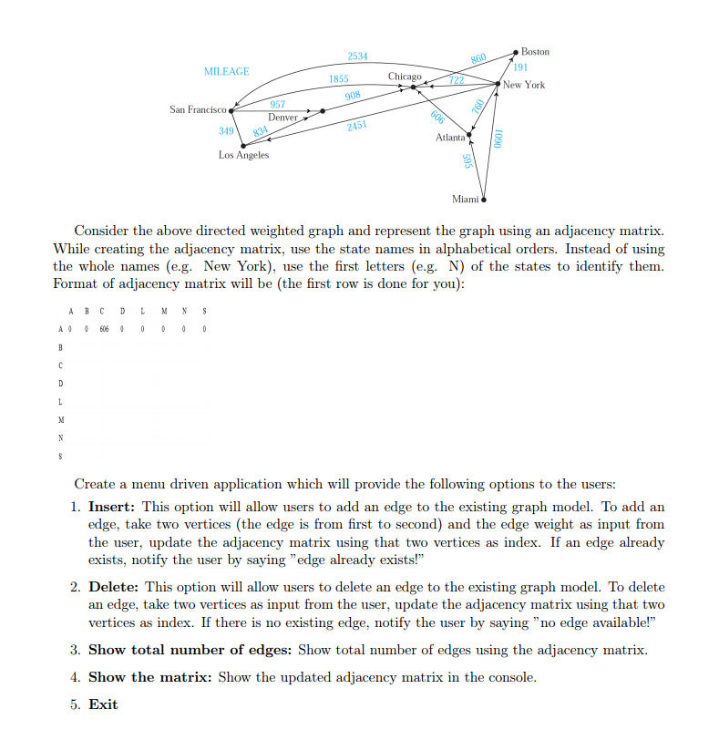 Solved Consider the above directed weighted graph and | Chegg.com